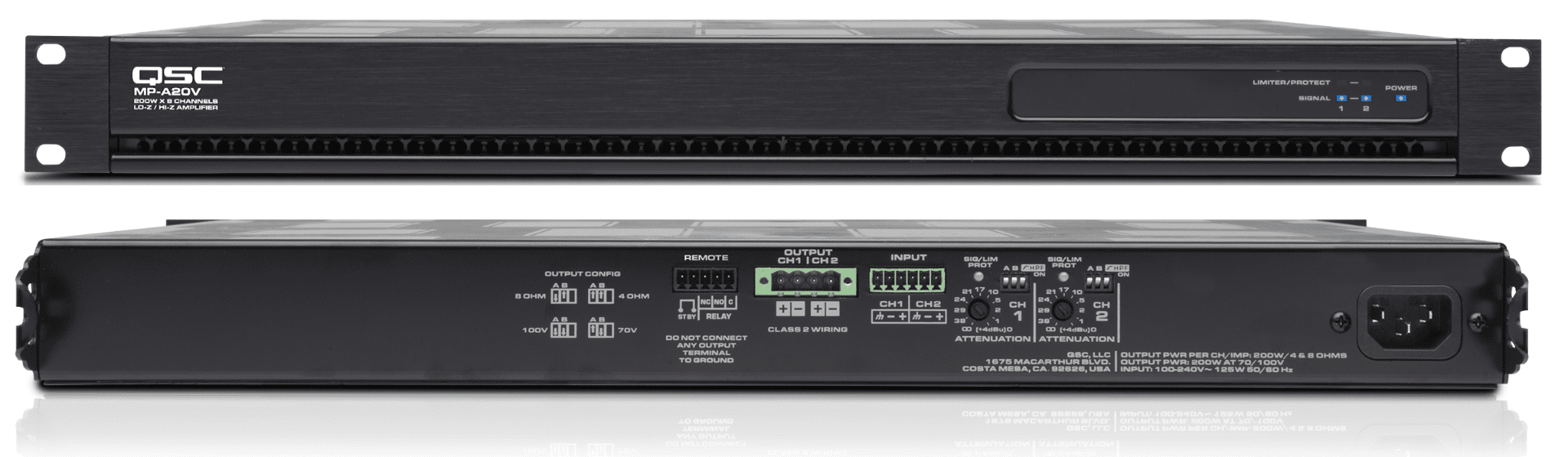 QSC MP-A20V - 200W 2-Channel Amplifier | RK Audio